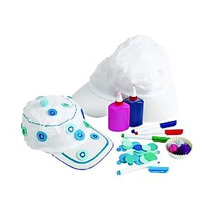 Colorations DIY White Painter Caps for Kids, Set of 12, Cotton, One Size Fits Most, Decorate Your Own, Personalize, Arts & Crafts, Camp, Teams, School