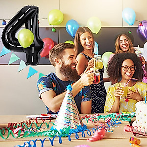 Race Car Balloon Number, 40 Inches Large Black Racetrack Number Balloon Race Car Birthday Balloons Race Car Theme Party Decorations for Boys' Birthday Party Baby Shower(4)