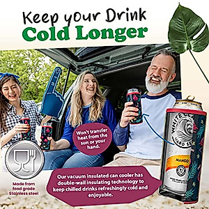 Tropical Drinkware -1 Slim Can Coozie - Insulated Slim Can Cooler for Tall Skinny Beer Cans - 12oz Truly Hard Seltzer Coozie Insulator - Metal White Claw Can Coozie