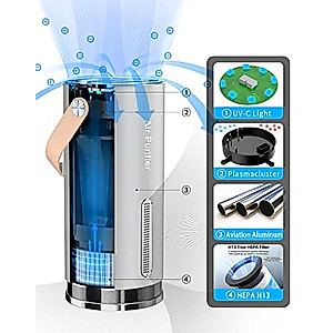 AirKitty Car Air Purifier, 3 in 1 Air Purifiers of UVC Light, Plasma Generator, Aviation Aluminum Enclosure,Siutable for Car, Office, Desktop, Small Room and Travel (Silver)