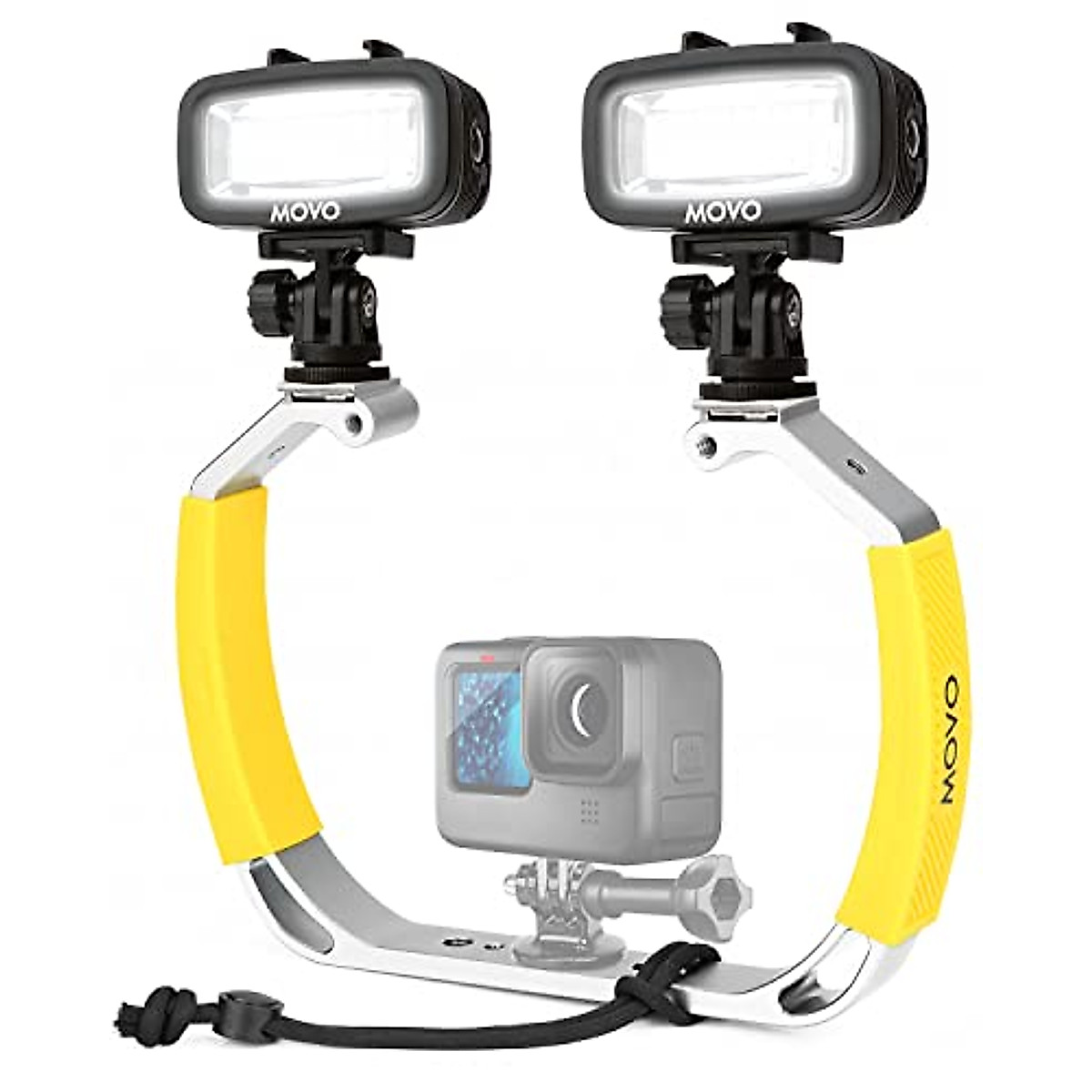 Movo DiveRig1 XL Diving Rig Bundle with Waterproof LED Lights - Compatible with GoPro Hero, HERO5, HERO6, HERO7, HERO8, HERO9, HERO10 and DJI Osmo Action Cam - Scuba Accessories for Underwater Camera