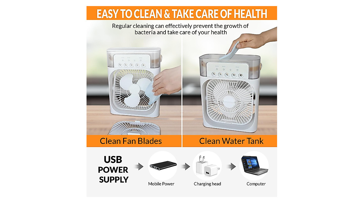 Portable Ice Fan Air Cooler - 3 in 1 Comfort Solution