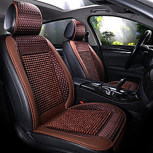 Blueshyhall Wooden Beaded Car Seat Cover Comfortable Massage Car Seat Cushion Cool Breathing–Universal SUV Auto Office Home, Brown