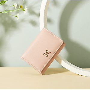 Sunwel Fashion Girls Cute Wallet Coquette Bow Wallet Small Wallet Slim Credit Card Holder ID Window for Women (PINK)