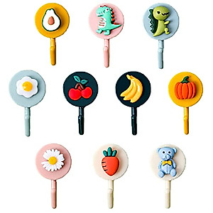 Anller 30 Pack Adhesive Hooks,Wall Cartoon Hooks for Hanging, Utility Removable Wall Hangers Hooks for Shower Room, Bathroom, Kitchen，Multicolor
