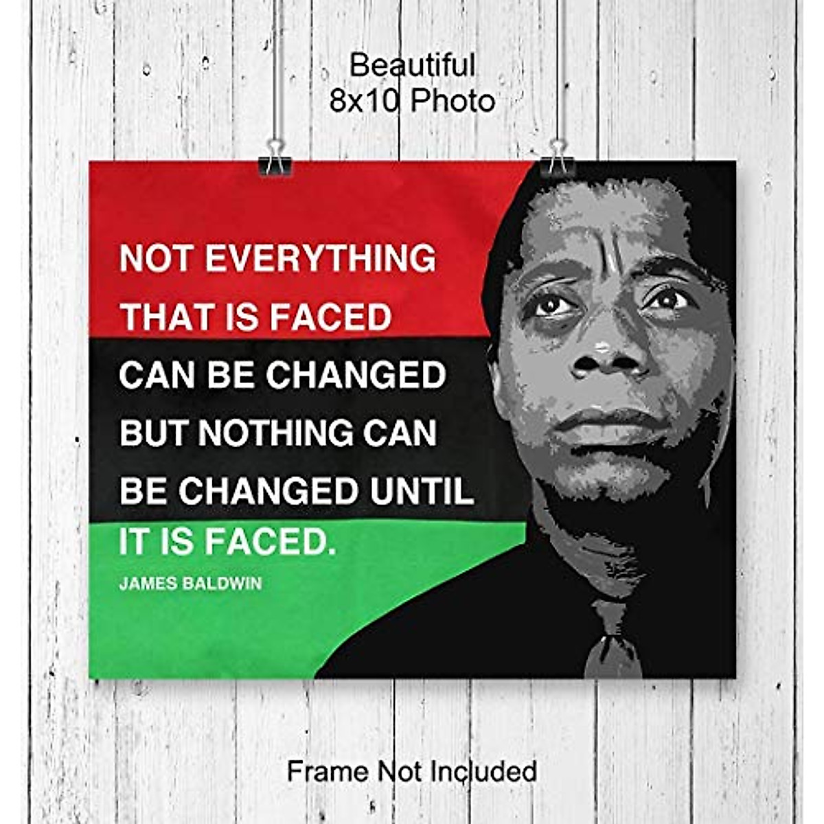 James Baldwin Quote, Black Leaders Inspirational Wall Art Print - 8x10 Civil Rights Home Decor, Classroom Decoration on African American Flag - Gift for Teacher, Black History Month - Unframed Poster