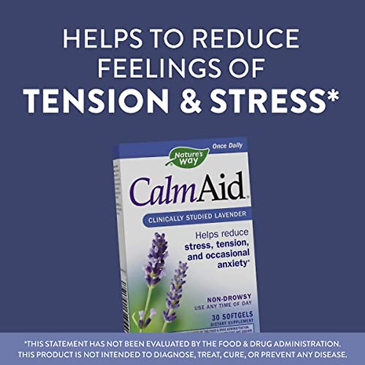 Nature's Way CalmAid, Non-Drowsy, Clinically Studied Lavender Supplement Helps Reduce Tension/Stress*