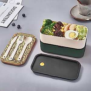 Treasure Maze Adult Lunch Box, Bento Box, With Cutlery Set Of 3, 2 Compartments, Rectangular, Lunch Box For Adults
