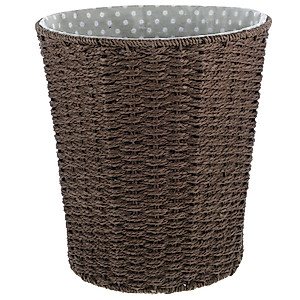 VOSAREA Wicker Trash Can Rattan Waste Basket Garbage Cans Waste Paper Bin Laundry Basket Wastebasket Garbage Bin Rubbish Basket Sundries Basket for Bathroom Coffee