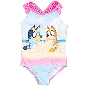 Bluey & Bingo Toddler Girls One-Piece Bathing Suit Pink/Blue 3T