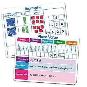 Dry Erase Place Value Whiteboard,9" x 12" Double Sided Dry Erase Boards for Kids for Teaching Place Values from Billions to Decimal Numbers,Math Manipulatives White Board for Students