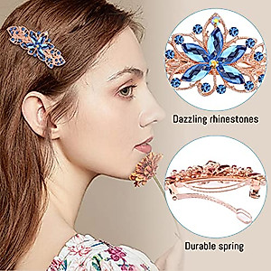 Hair Barrettes for Women,WHAVEL 4Pcs Flower Crystal Rhinestones Hair Barrettes Hair Clips Luxury Jewelry Spring French Hair Clips for Women Girls Hair Styling Accessories （Style 1）