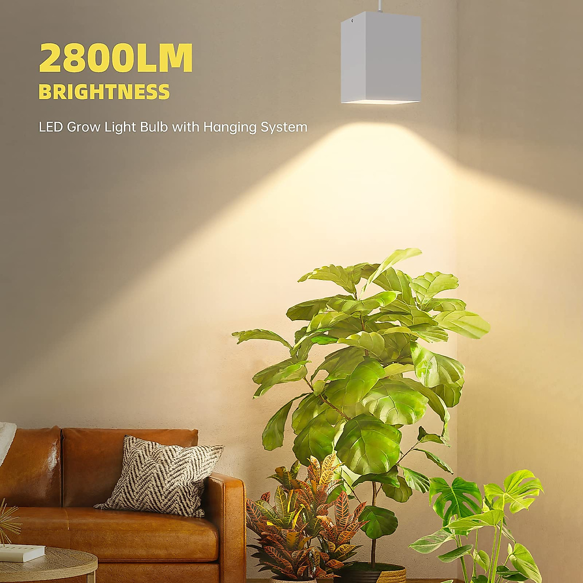 Bstrip Hanging Grow Light, 3000K Full Spectrum Hanging Grow Lights for Indoor Plants, 30W Plant Light Bulbs with 16.4FT Power Cord, Plant Light for Indoor Plant with Timer for Garden, Greenhouse