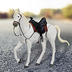 UGPLM 1/12 Scale Action Figures 1/12 Scale Horse Figure Model Collection Home Decor Simulation Realistic Painted Figures 1:12 Scale Animal Figurine, White, 22cm