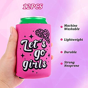 12 Packs Bachelorette Party Can Sleeves Skinny Beverage Sleeves Engagement Bridal Party Gifts Disco Cowgirl Bachelorette Party Can Holder for Bridal Cowgirl Wedding Party Decorations (Regular)