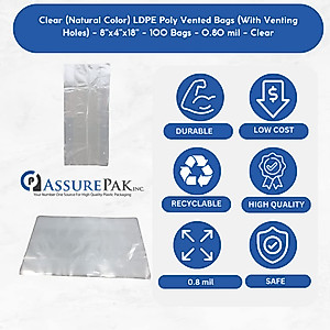 Plastic Produce Bag - Clear Unprinted Vented Produce Bags 8"x4"x18" - 100 bags/case