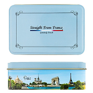 Straight from France Premium Candied Almonds (French Jordan Almonds) in Paris Themed Tin, Great Candy Gift Tin Ideal as a Party Favor and for the Holidays, 90 count (White)