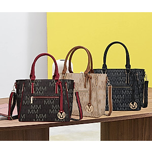 MKF Crossbody Shoulder Bag for Women – PU Leather Top Handle Pocketbook – Roomy Tote Satchel Handbag Purse M Charm Brown