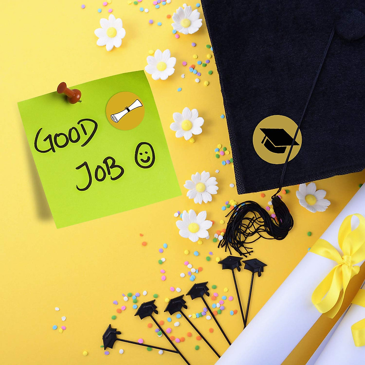 500Pcs Graduation Stickers Graduation Cap Stickers Congrats Grad Class of 2024 Stickers for Graduation Envelope Seals(1Inch)