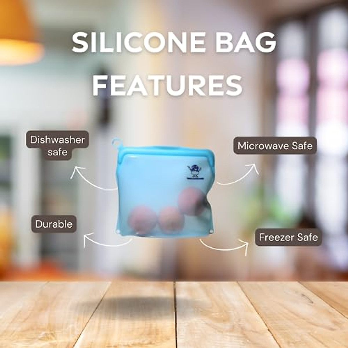 Gaia's Eco Kitchen Multipurpose Reusable Food Storage Bags - Silicone Pouches - Leakproof, Sustainable - Fresh & Frozen Meals, Snacks, On-The-Go - Freezer, Oven, Microwave, Dishwasher Safe - 3 Pack (16 oz, 30 oz, & 50 oz)