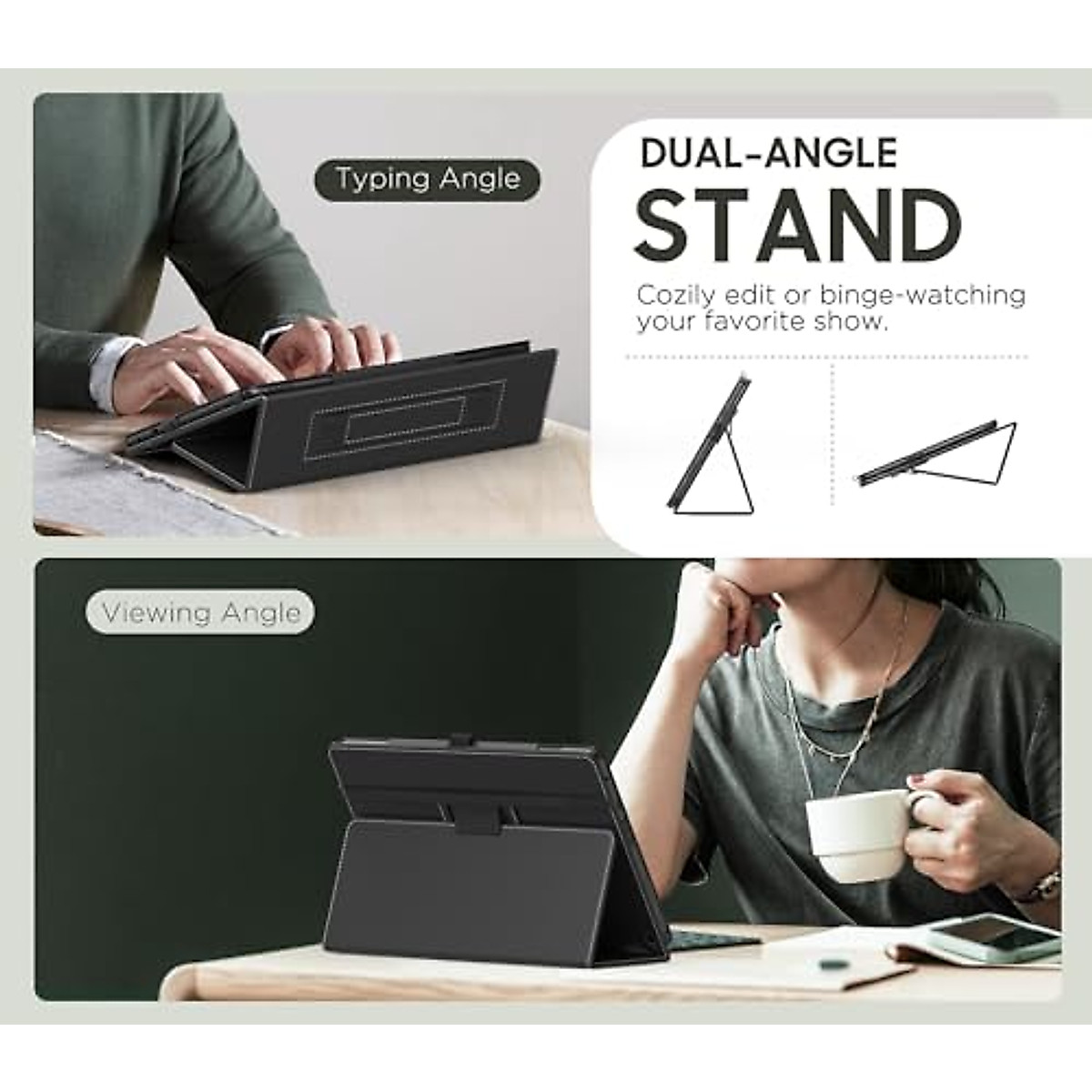 MoKo Case Fits All-New Amazon Kindle Fire HD 10 & 10 Plus Tablet (13th/11th Generation, 2023/2021 Release) 10.1" - Slim Folding Stand Cover with Auto Wake/Sleep, Black