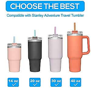 XANGNIER 6 Pack Multicolor Silicone Replacement Straws for Stanley 20 30 40 oz cup,Reusable Long Straw with Cleaning Brush for Stanley Quencher Adventure Stanley Water Jug Stanley Cup Accessories
