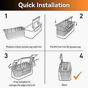 SHINESTAR 35-Pack Grease Cup Liners for Blackstone 17, 22, 28, 30, 36 Inch Griddle with Rear Grease Cup, Disposable Aluminum Foil Drip Pan, 8 x 3.7 Inch