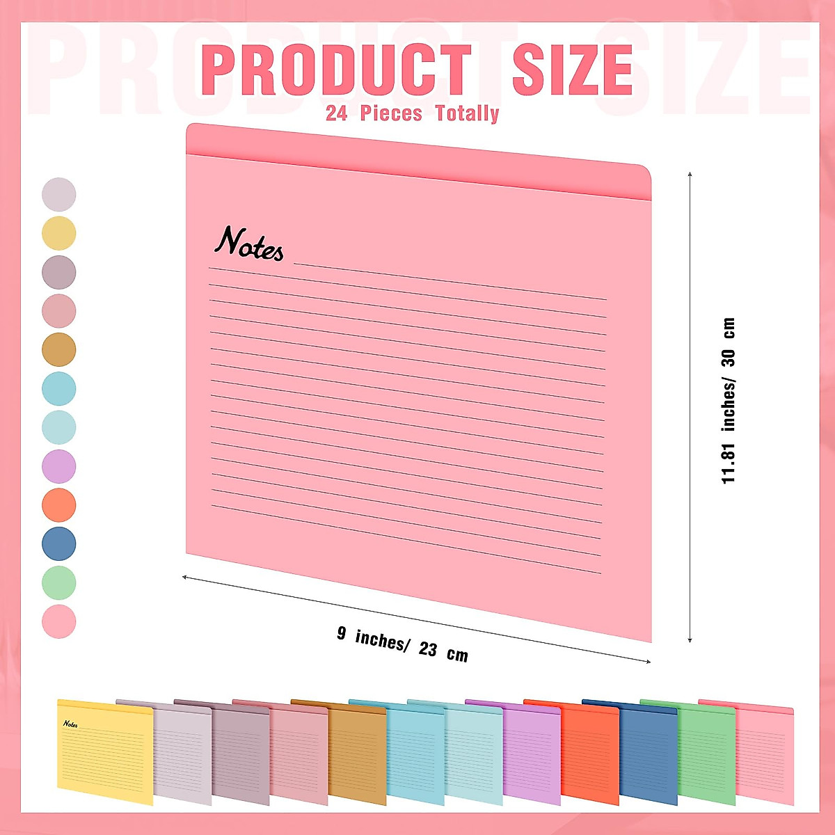 Fainne 48 Pcs Pocket File Folders File Jackets Flat File Jackets Reinforced Straight No Expansion File Folder Document Organizer for Job Project, 12 Colors