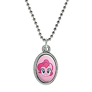 GRAPHICS & MORE My Little Pony Pinkie Pie Face Antiqued Oval Charm Pendant with Chain