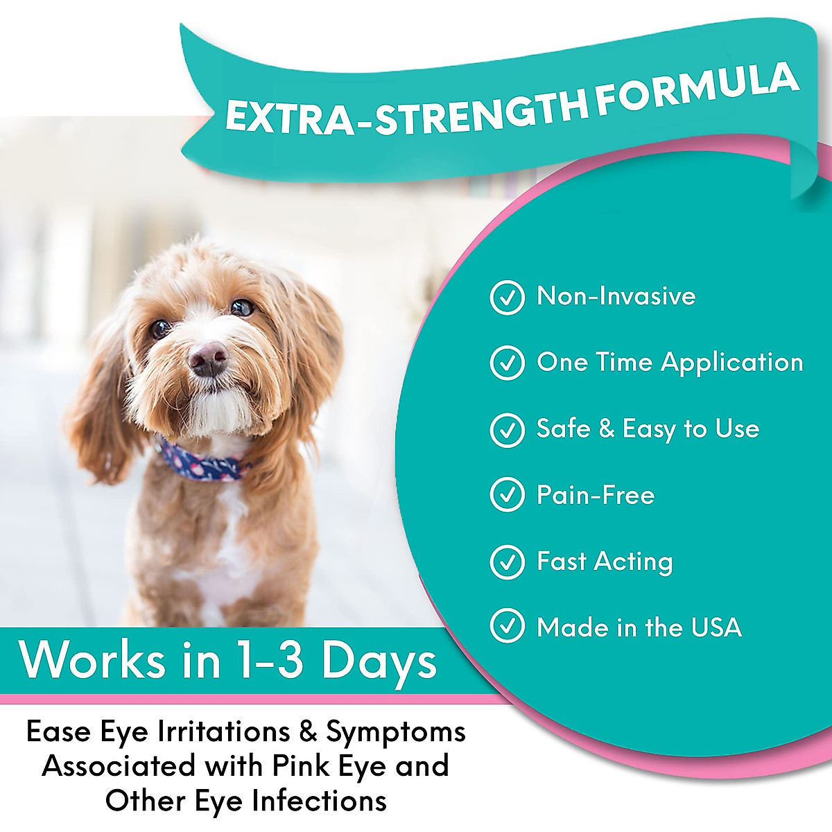 Curicyn Pink Eye Solution - 16oz, Extra Strength Formula Conjunctivitis Eye Drops for Dogs, Cats, Livestock and Horses – Pain Free, Non-Steroidal Dog Eye Wash with Purified Anolyte -