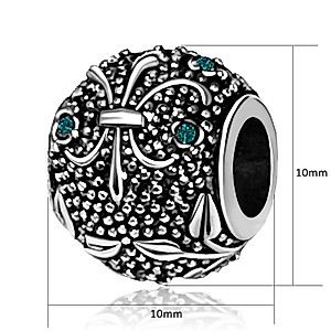 JMQJewelry Fleur De Lis Flower Clover Lucky Charm Bead Birthday Birthstone December Halloween Father Daughter Womens Bead Charms Compatible with Pandora Bracelets