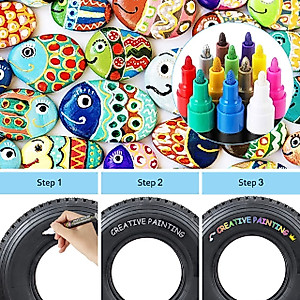 Emooqi Paint Pens, Paint Markers 20 Pack Oil-Based Painting Pen Set for Rocks Painting Wood Plastic Canvas Glass Mugs DIY Craft