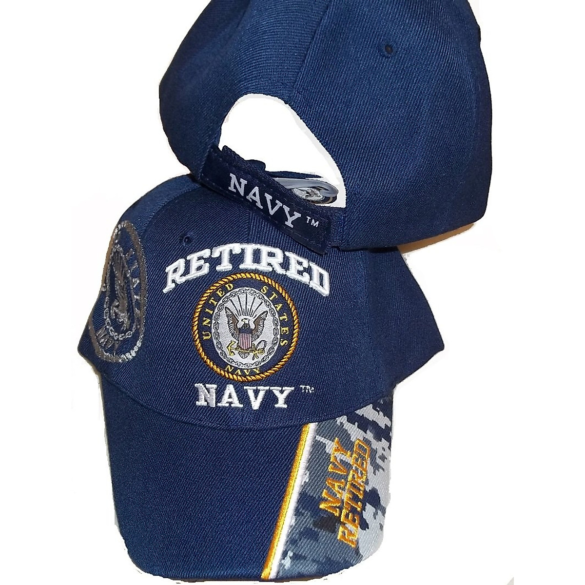 USA Retired Navy Baseball Style Embroidered Hat Blue Ball Cap Vet Us Veteran