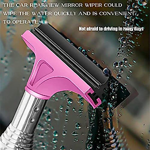 TRNOI Car Mirror Wiper 1PC,Telescopic Auto Mirror Squeegee Cleaner,Portable Cleaning Tool for All Car/SUV/Truck,Universal Car Accessories(Rose Red,1PC)