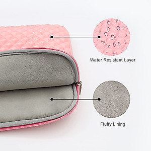 RAINYEAR 11 Inch Laptop Sleeve Diamond Foam Shock Resistant Neoprene Case Fluffy Lining Cover Carrying Bag Compatible with 11.6'' MacBook Air Surface for 11" Chromebook Computer Tablet Notebook (Pink)