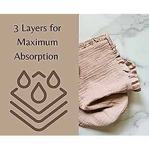 Leyl&Ari Baby Girl Newborn Essentials | Baby Girl Gift | Ruffle Muslin Burp Rags (Dusty Rose & Sand Set)