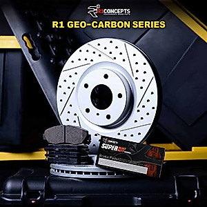 R1 Concepts Rear Brakes and Rotors Kit |Rear Brake Pads| Brake Rotors and Pads| Super Duty Brake Pads and Rotors|fits 2011-2022 Dodge Durango; Jeep Grand Cherokee, Grand Cherokee WK