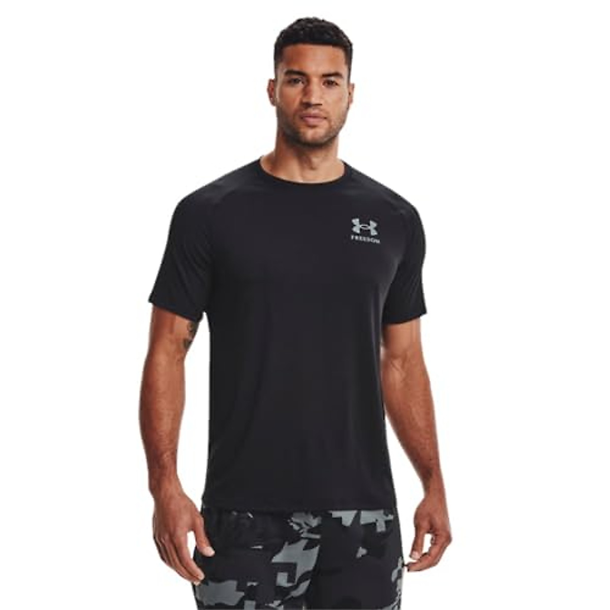 Under Armour Men's Freedom Tech Short Sleeve T-Shirt, Black (001)/Pitch Gray, Large