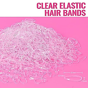 TsMADDTs Clear Small Rubber Elastics with Hair Loop Styling Tool Set,1000pcs Rubber Hair Ties 2Pcs French Braid Tool Loop 1Pcs Rat Tail Combs for Braiding Styling,Pink