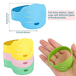 12 Pcs Baby Bottle Labels for Daycare, Silicone Daycare Bottle Labels Day Care Essentials Reusable Waterproof Water Bottle Name Bands in Shape Design with Marker Pens, 6 Colors (Dog Style)