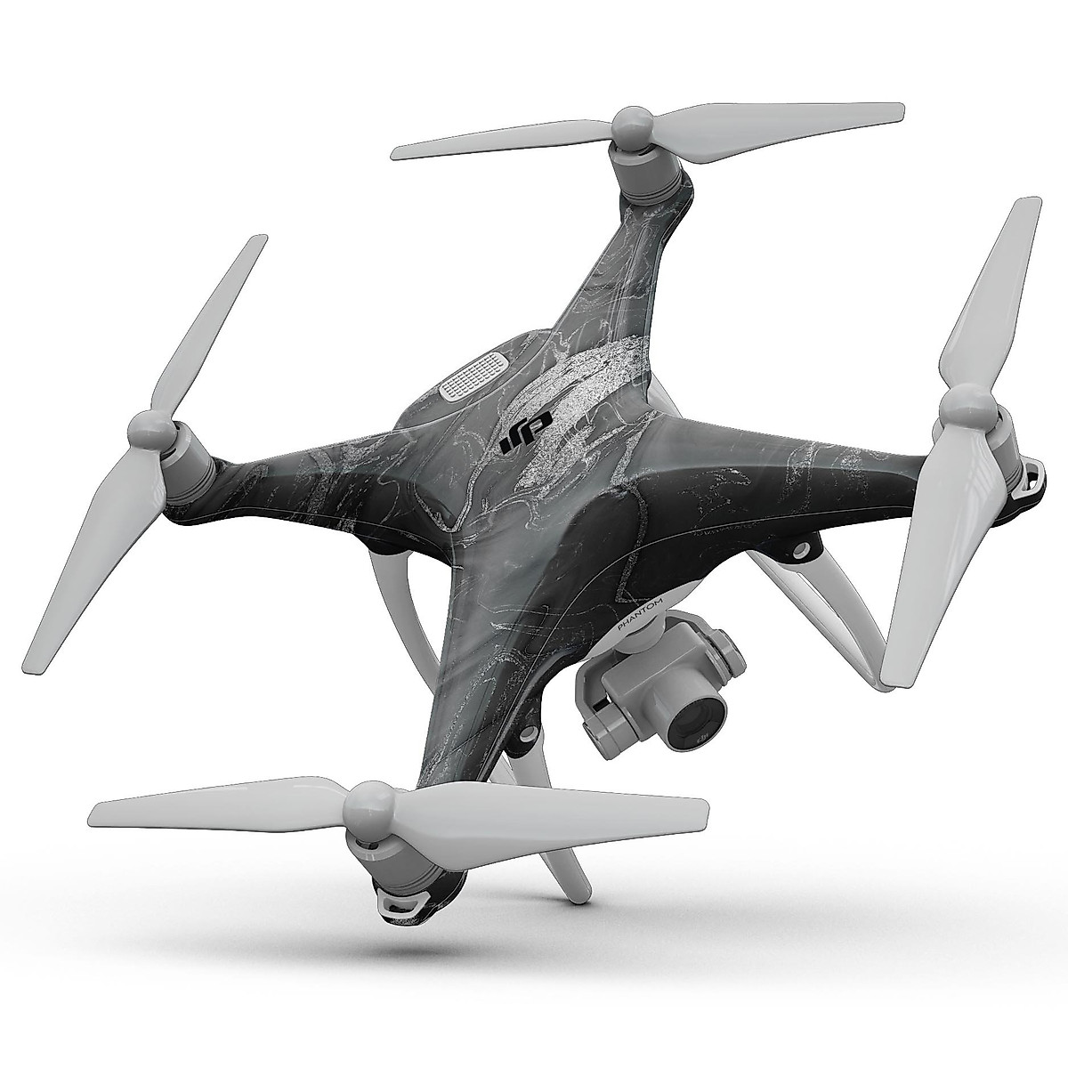 Design Skinz Design Skinz Black & Silver Marble Swirl V7 Full-Body Wrap Decal Skin-Kit Compatible with The Drone DJI Phantom 4 Pro