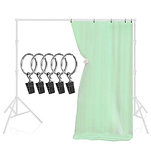 LimoStudio 6 x 9 ft. Green Chromakey Screen Backdrop Muslin, Extra Soft Silk Non-Glossy Texture with 5 Ring Clip Backdrop Holder for Photo Video Studio, AGG1338
