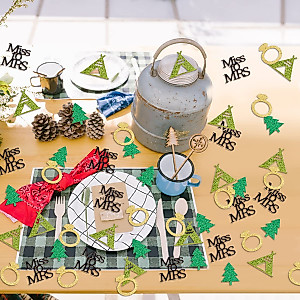 200 Pcs Camp Bachelorette Party Decorations Camp Bachelorette Confetti Gold Glitter Diamond Ring Miss to Mrs Tent Confetti for Mountain Lake Hiking Bachelorette Bridal Shower Engagement Party Decor