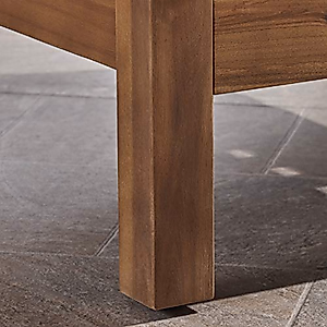 Louise Outdoor Acacia Wood Club Chair with Cushion, Teak Finish and Beige