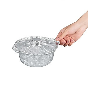Foil Lux 34 Ounce Pans And Lids, 10 Disposable Pots With Lids - Oven-Ready, Stove Compatible, Aluminum Foil Baking Pans, Freezable, For Outdoor Camping, Vacation, Picnic, And More - Restaurantware