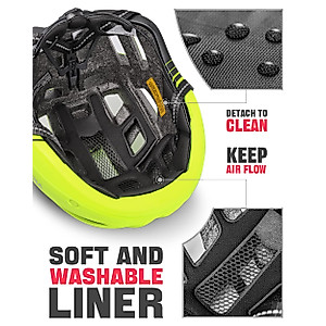 VICTGOAL Bike Helmet with USB Rechargeable Rear Light Detachable Magnetic Goggles Removable Sun Visor Mountain & Road Bicycle Helmets for Men Women Adult Cycling Helmets (XL: 59-63 cm, Yellow)