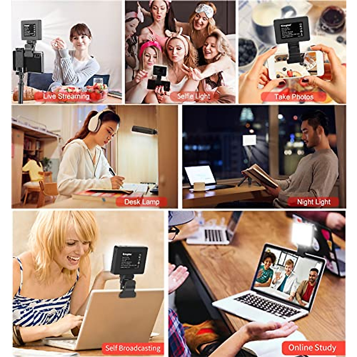 King Ma Video Conferencing Lighting, 3 Light Modes Portable LED Clip Light for Webcam Lighting, Zoom Call Lighting Video Selfie Light for Remote Working Distance Learning Live Streaming Makeup