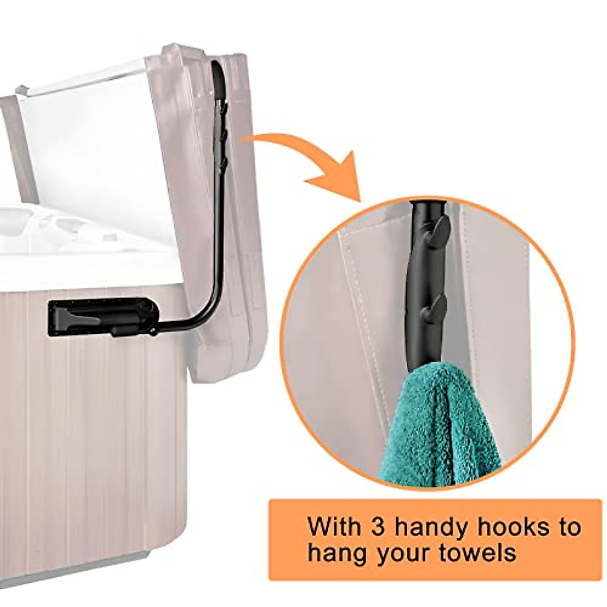 ZOMOFEW Spa Cover Lifts - Pivot Top Mount Spa & Hot Tub Cover Lift Removal System Reinforced Brackets with 3 Hook Towel Rack Fits Most Spas & Hot Tubs
