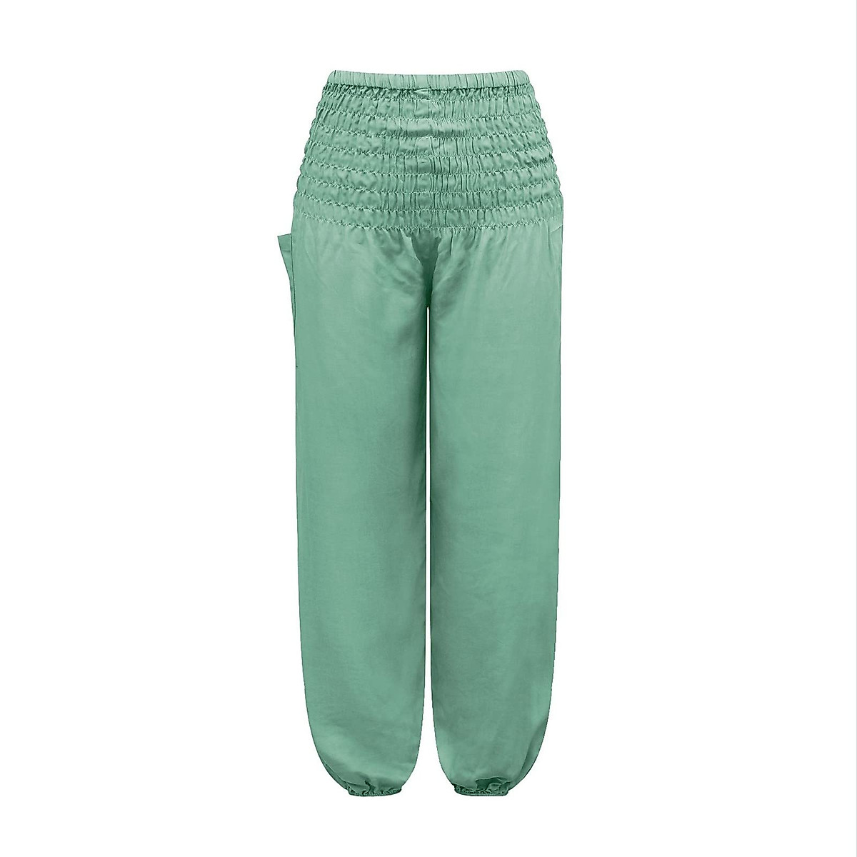 Dreamlascar Women's Smock Thai Pants Sporty Gym Athletic Jogger Pants Solid Soft Loose Yoga Pants Casual Lounge Trousers Mint Green