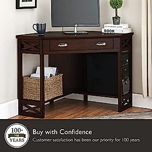 Leick Home Riley Holliday Computer Desk with Dropfront Keyboard Drawer, Chocolate Oak